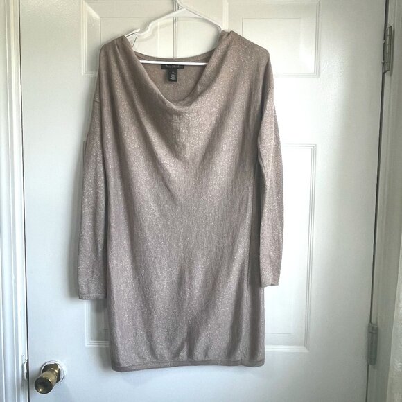 Sweaters | White House Black Market Long Cowl Drape Neck Gold Sparkle ...